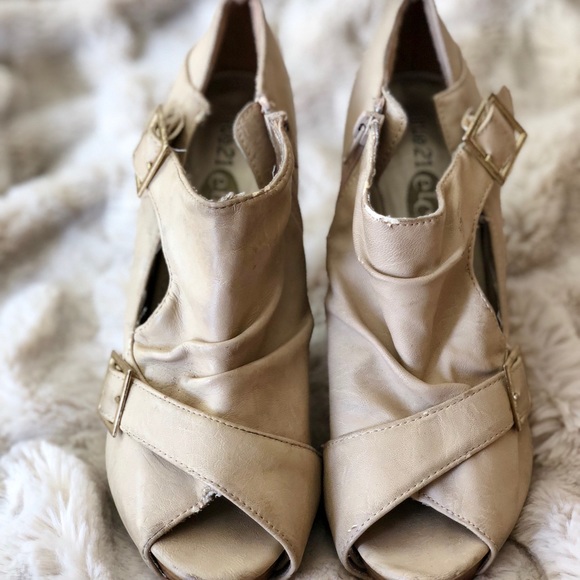 Shoes | Tan Bootie Heels | Poshmark